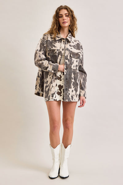 [DAKOTA] Cow Print Oversized Shacket – HIDDEN JEANS